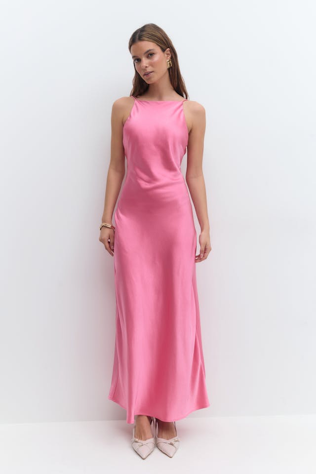 High neck satin dress - Roze - Dame - Gina Tricot