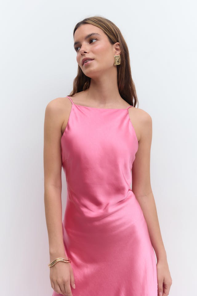 High neck satin dress - Roze - Dame - Gina Tricot
