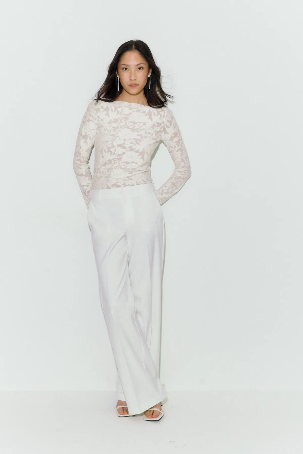 Textured top - Vit - Dam - Gina Tricot