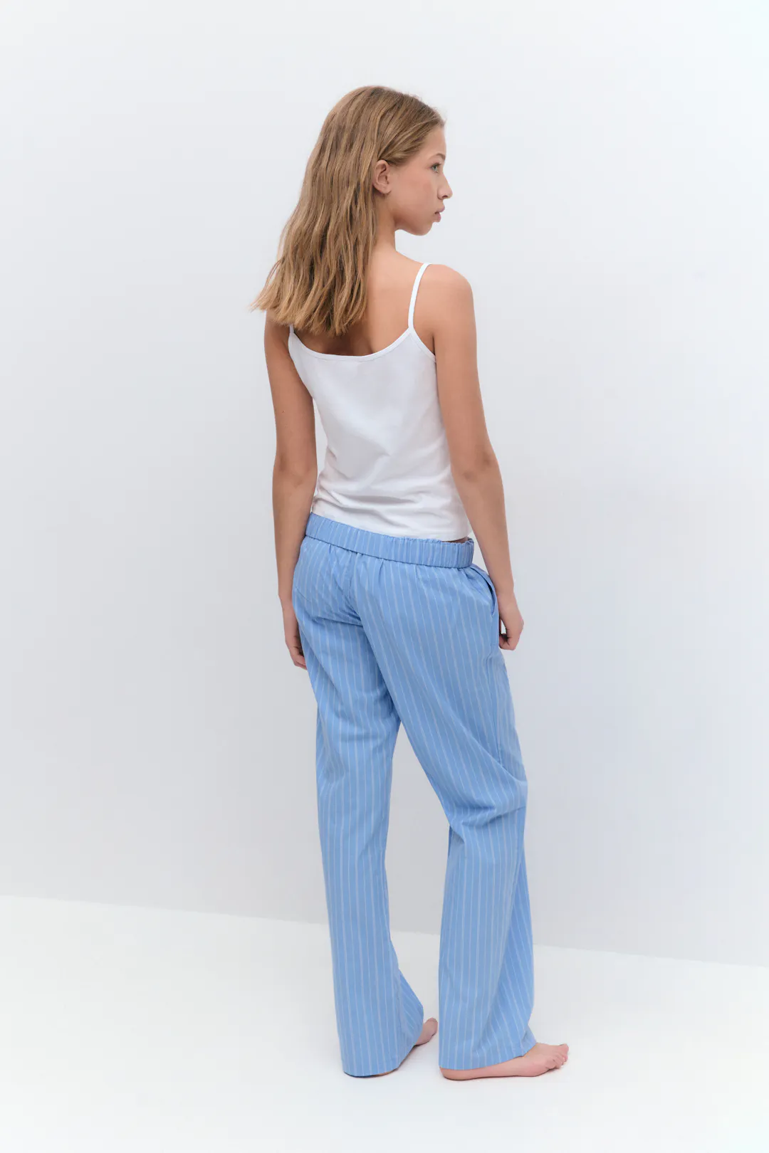 Y folded down trousers - Blauw - Gina Tricot