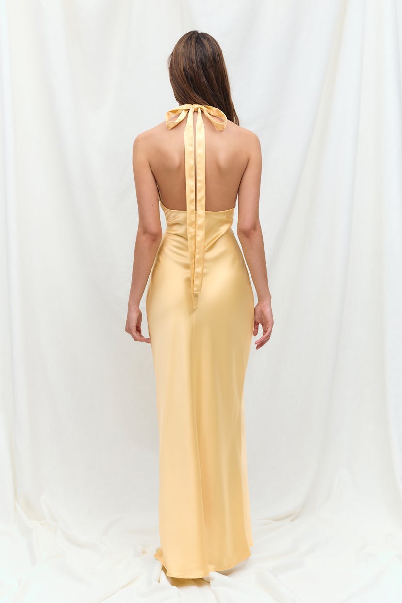 Halterneck dress - Gul - Dam - Gina Tricot