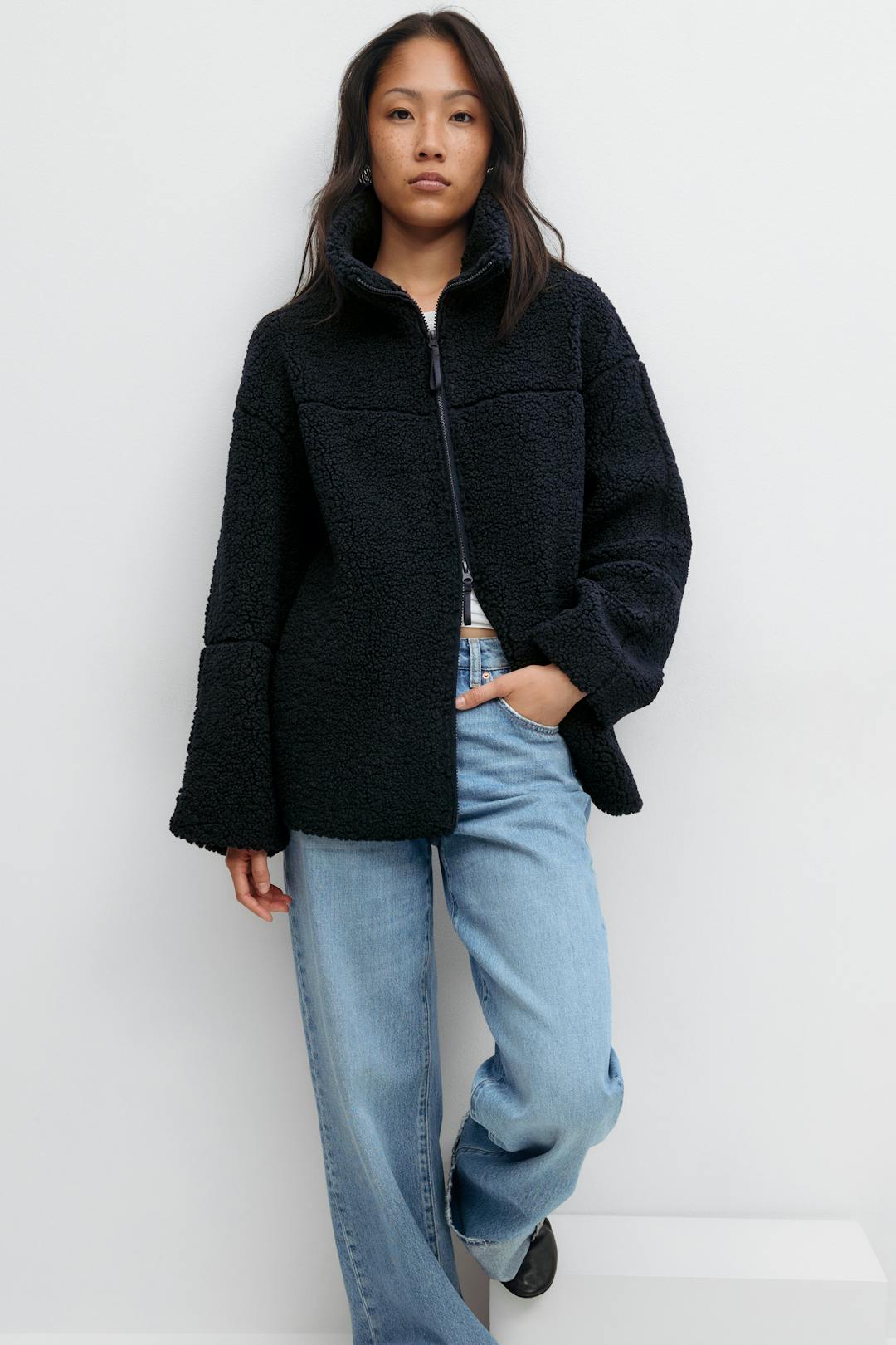 Peacoat felt jacket - Blue - Women - Gina Tricot