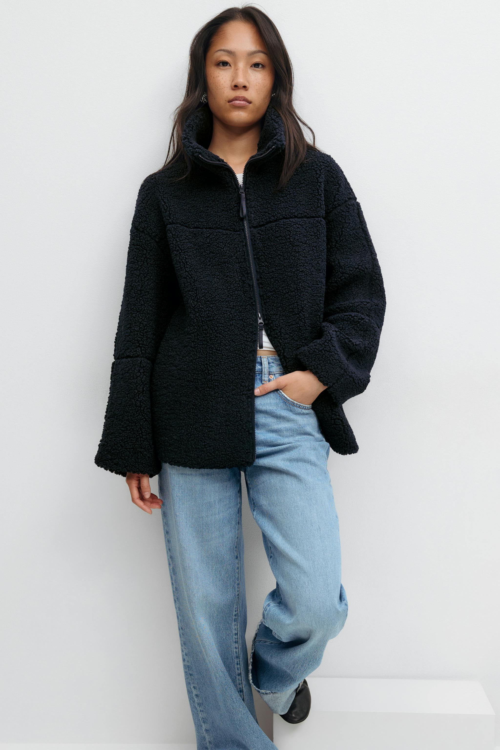 Peacoat felt jacket - Blue - Women - Gina Tricot