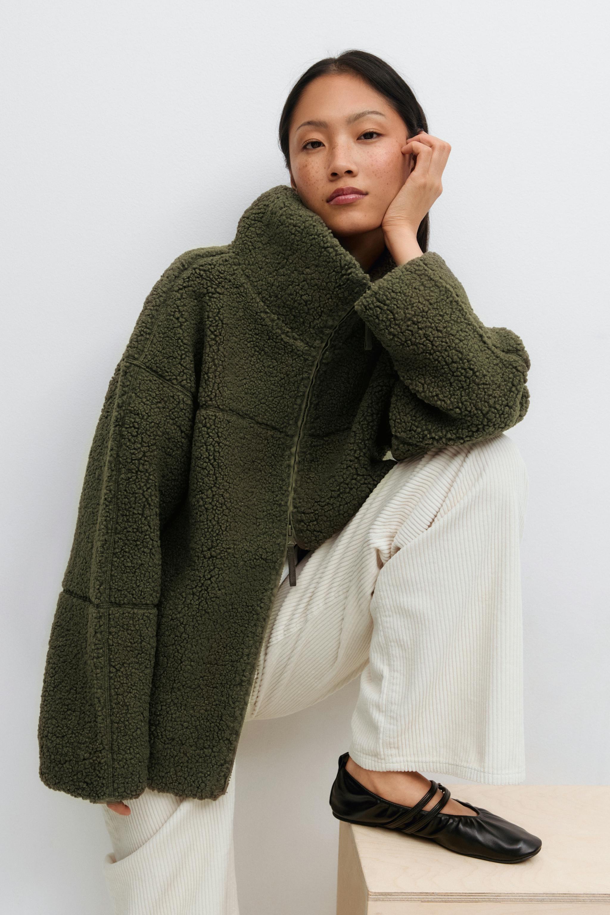 Peacoat felt jacket - Blue - Women - Gina Tricot