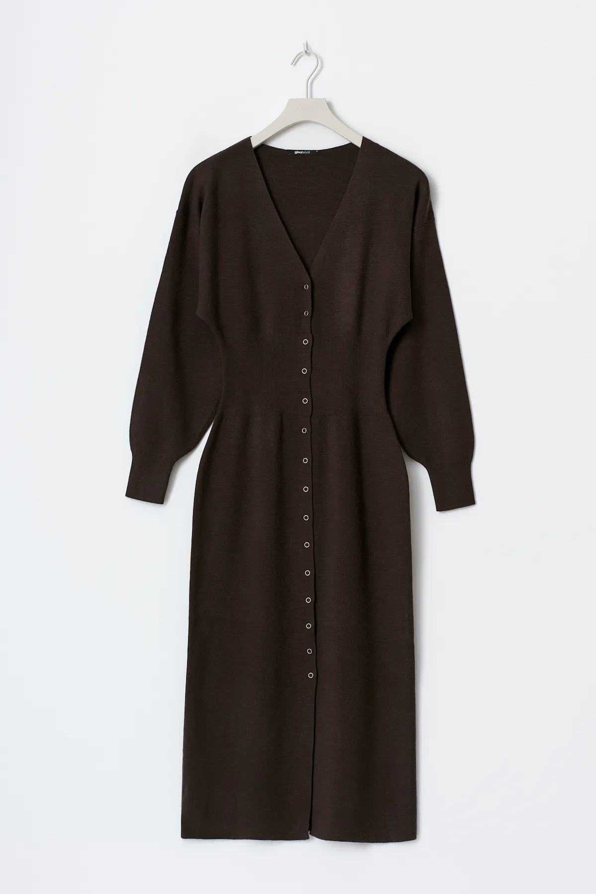 Knitted button down dress - Brun - Dam - Gina Tricot