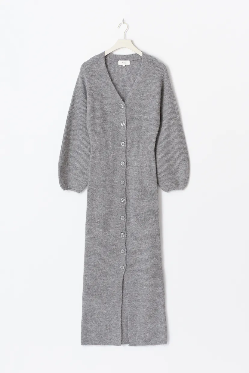 Knitted button down dress - Grå - Dam - Gina Tricot