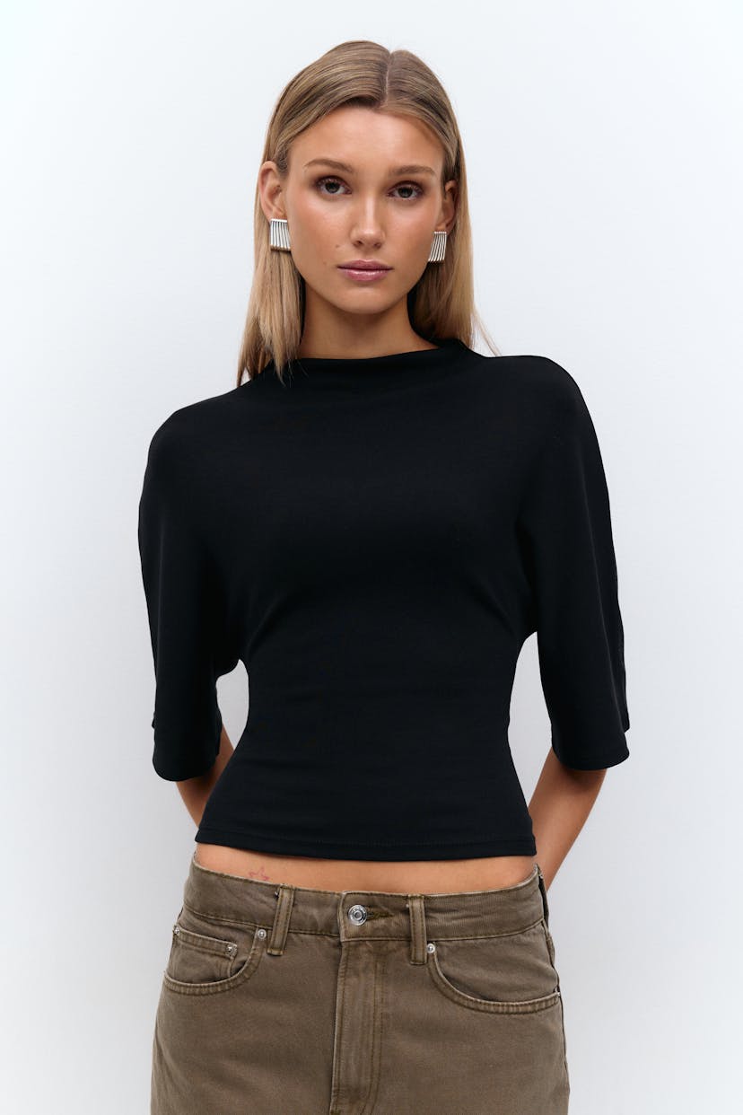 Tie back tee - Sort - Dame - Gina Tricot