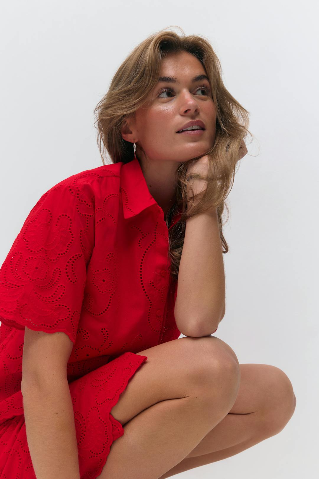 Anglaise blouse - Rood - Dame - Gina Tricot