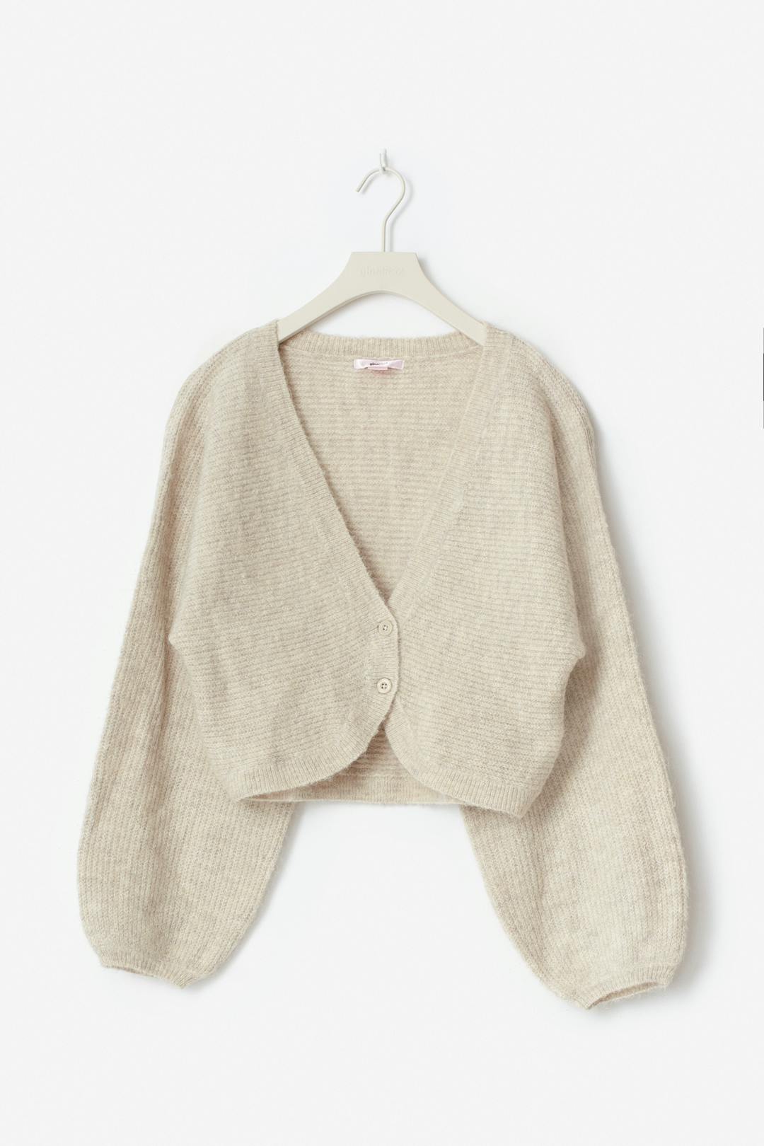 Y knitted bolero - Beige - Gina Tricot
