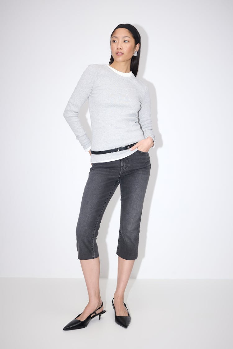 Remade capri jeans - Sort - Dame - Gina Tricot