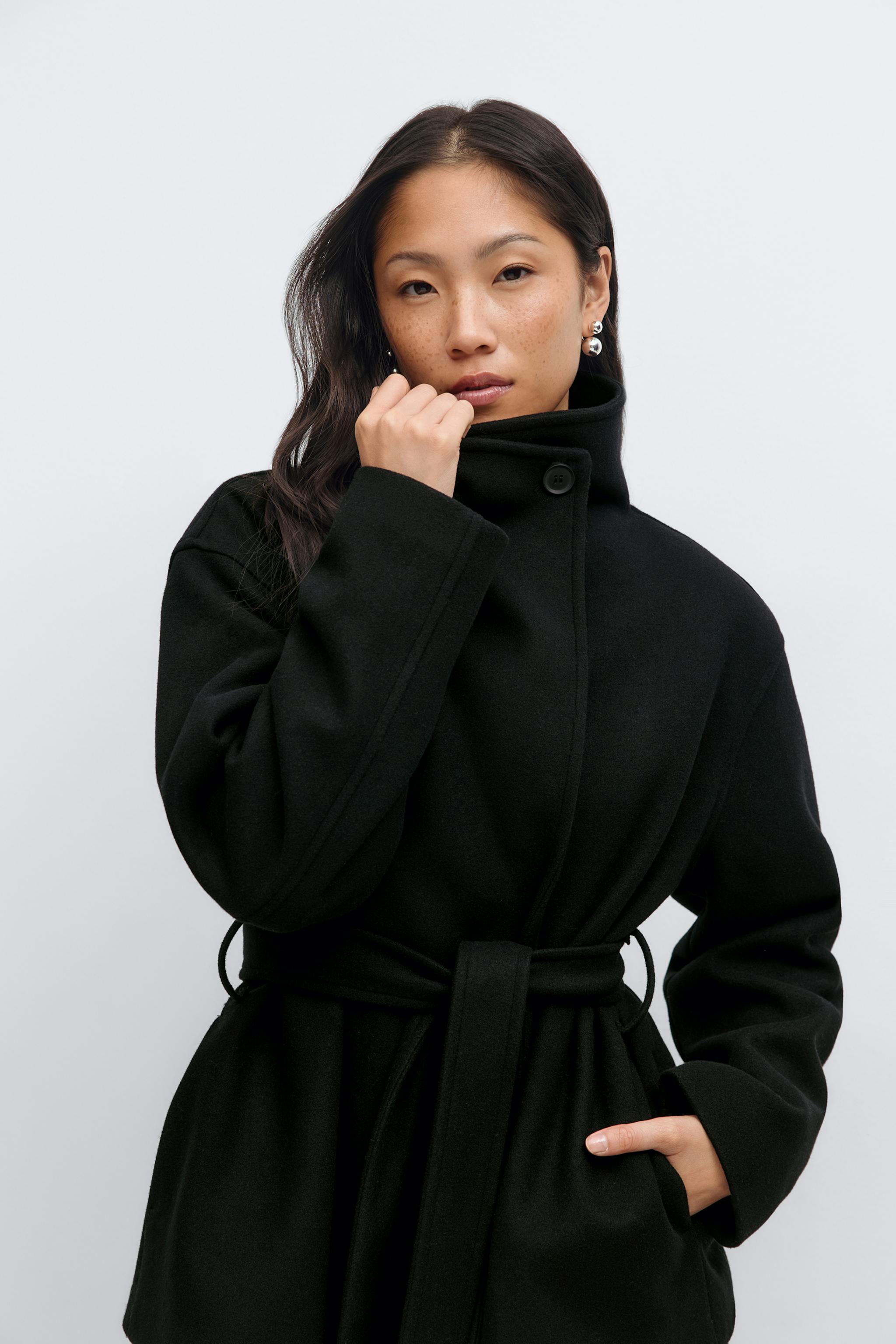 Peacoat felt jacket - Blue - Women - Gina Tricot