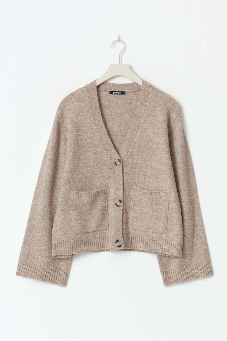 Knitted pocket cardigan - Brun - Dame - Gina Tricot