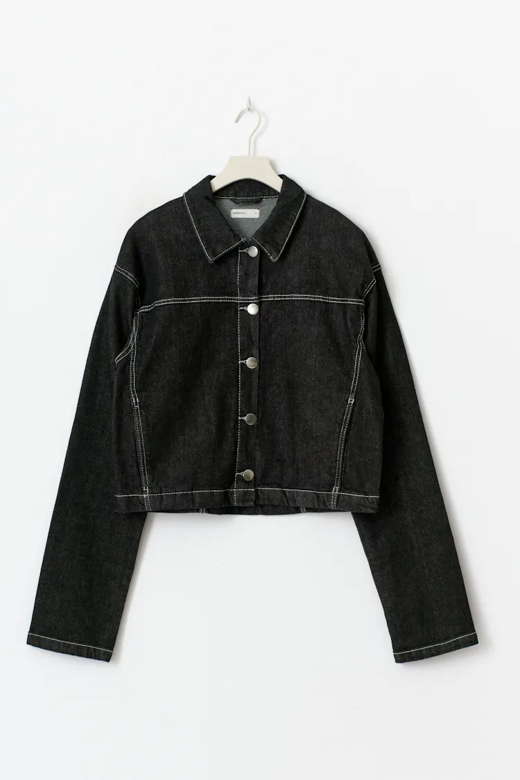 Fold up denim jacket - Svart - Dam - Gina Tricot