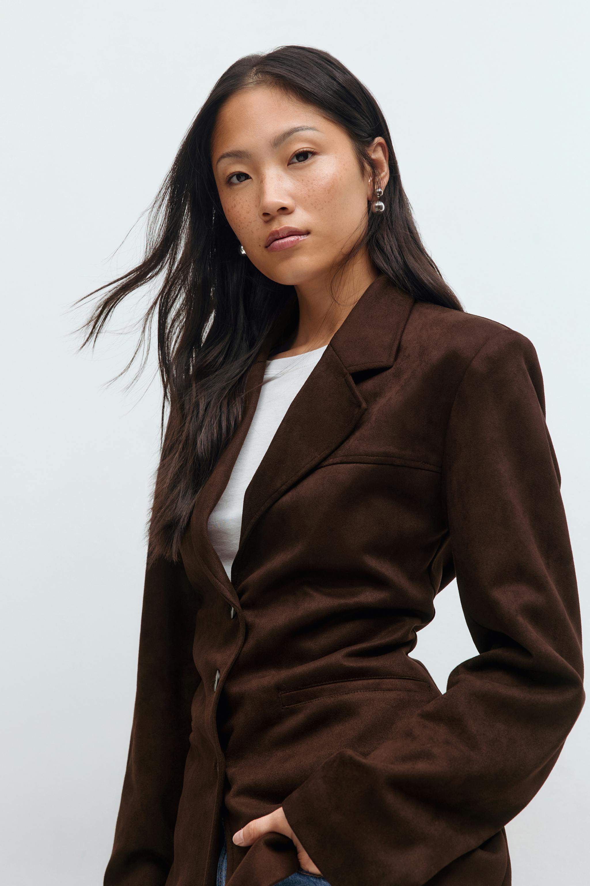 Peacoat felt jacket - Blue - Women - Gina Tricot