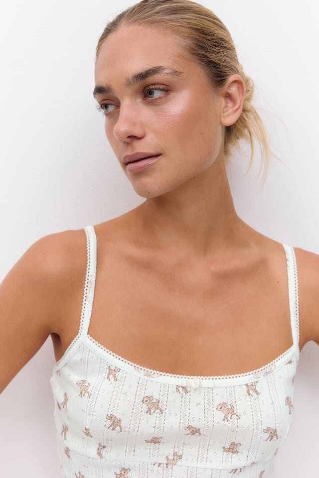 Pointelle singlet - Hvit - Dame - Gina Tricot