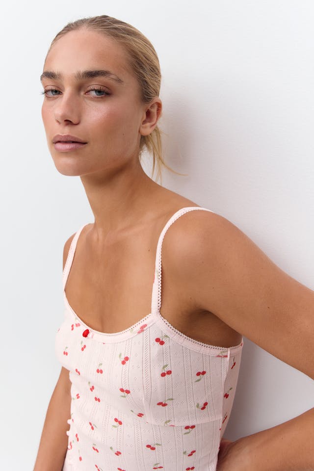 Pointelle singlet - Rosa - Dame - Gina Tricot