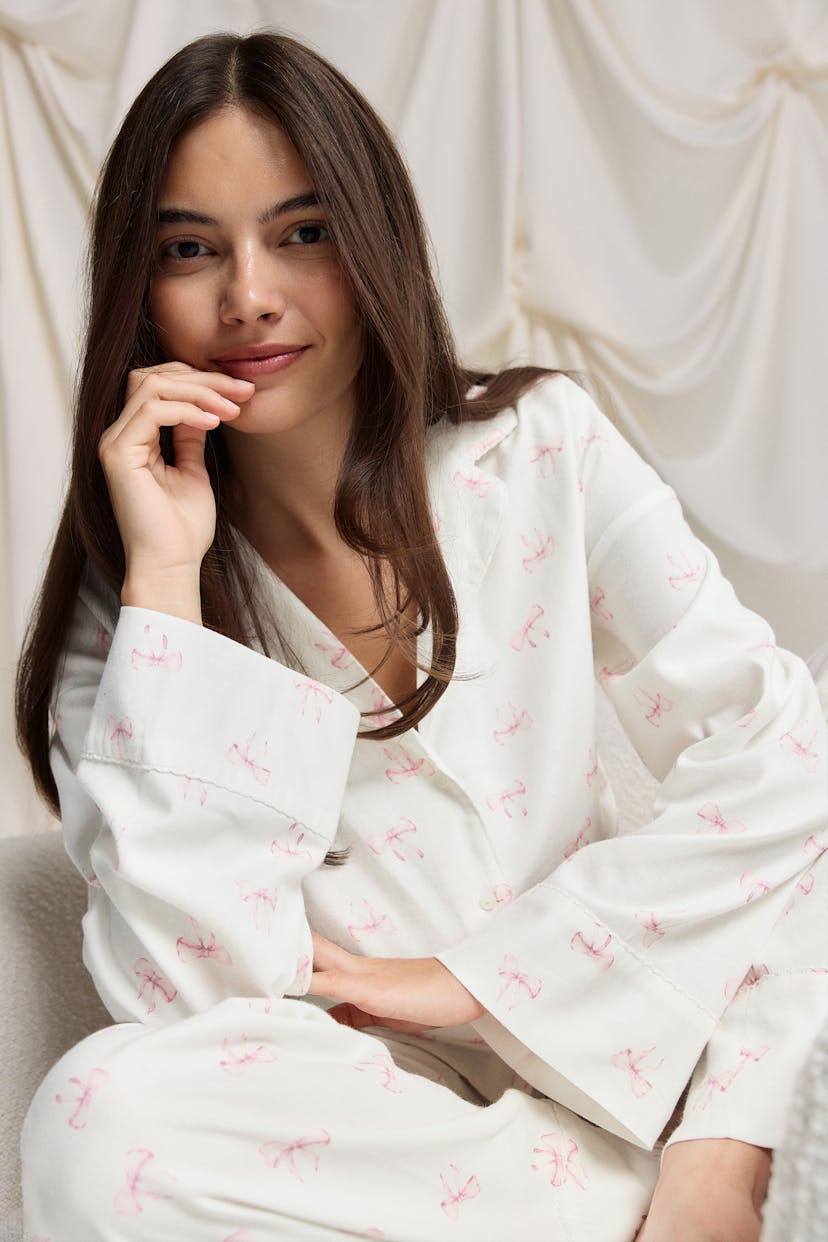 Flannel pyjamas shirt - Wit - Dame - Gina Tricot