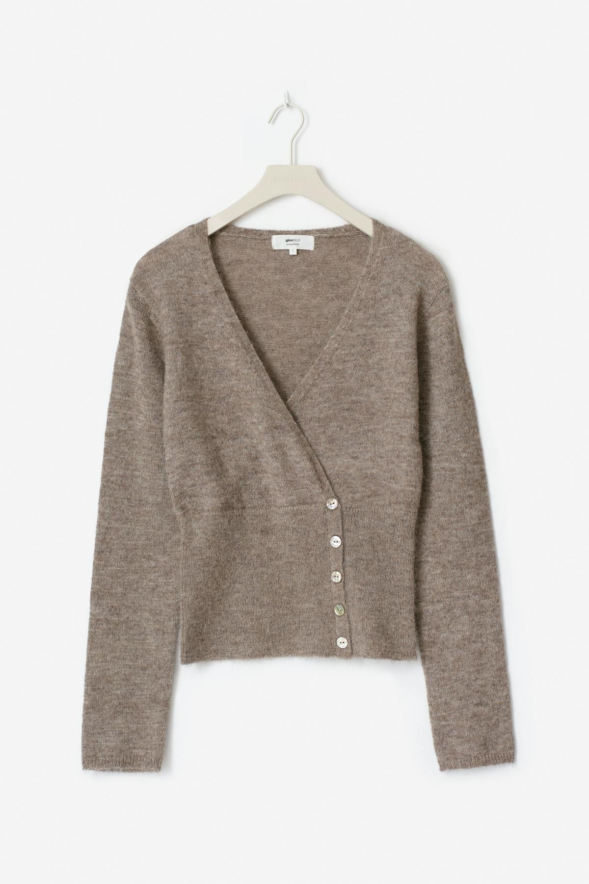 Alpaca blend knitted top - Beige - Dame - Gina Tricot