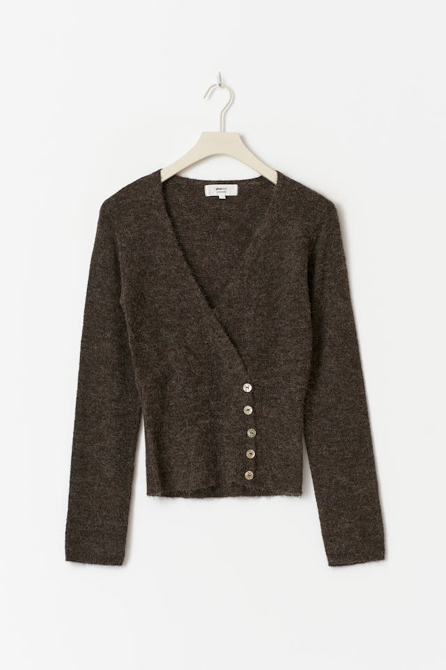 Alpaca blend knitted top - Marron - Femme - Gina Tricot