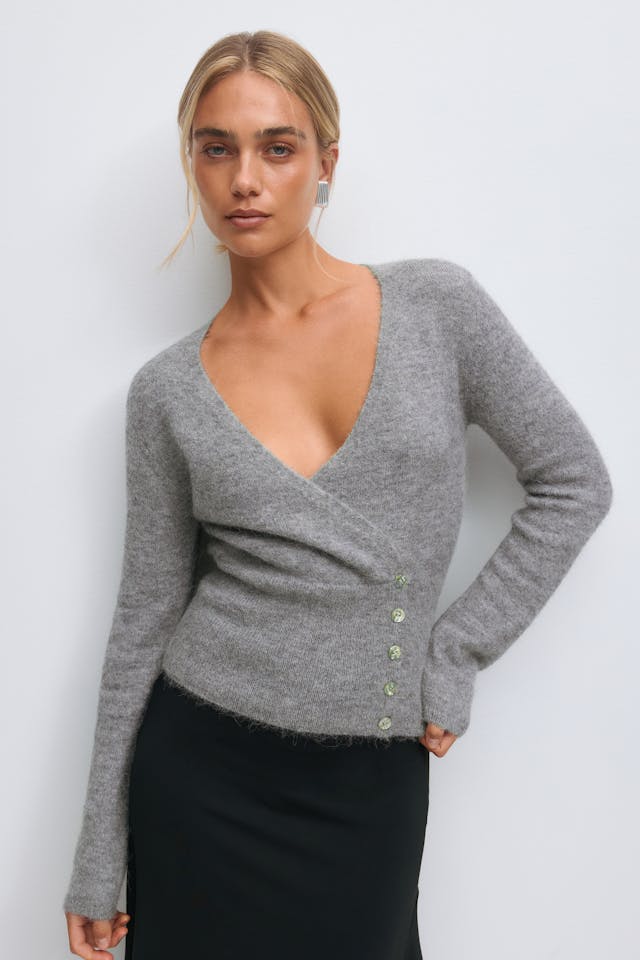 Alpaca blend knitted top - Grau - Dame - Gina Tricot