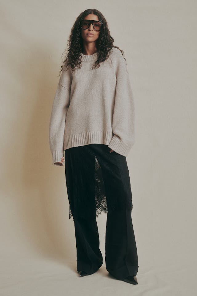 Merino wool knitted sweater - Beige - Dam - Gina Tricot