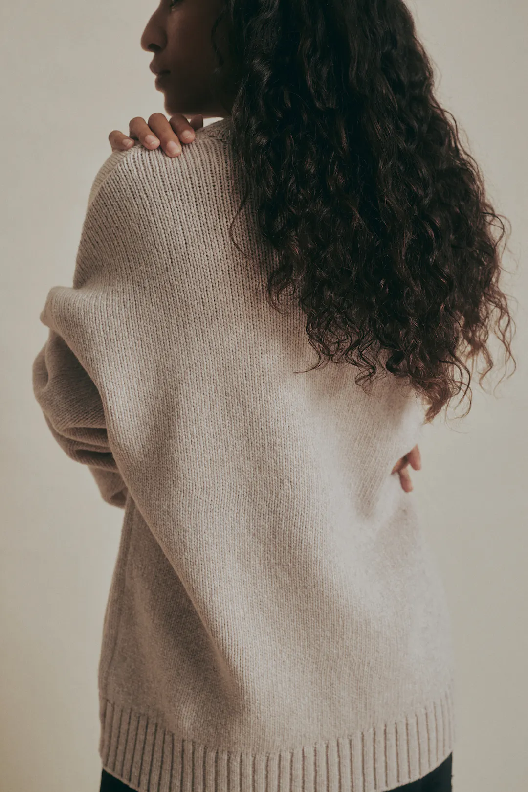 Merino wool knitted sweater - Beige - Dam - Gina Tricot