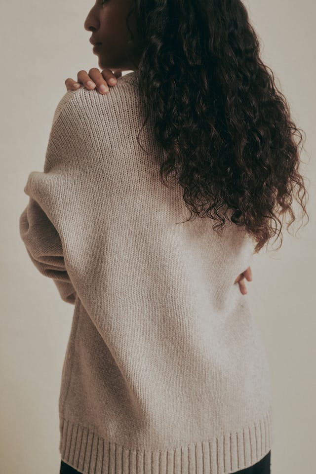 Merino wool knitted sweater - Beige - Dame - Gina Tricot