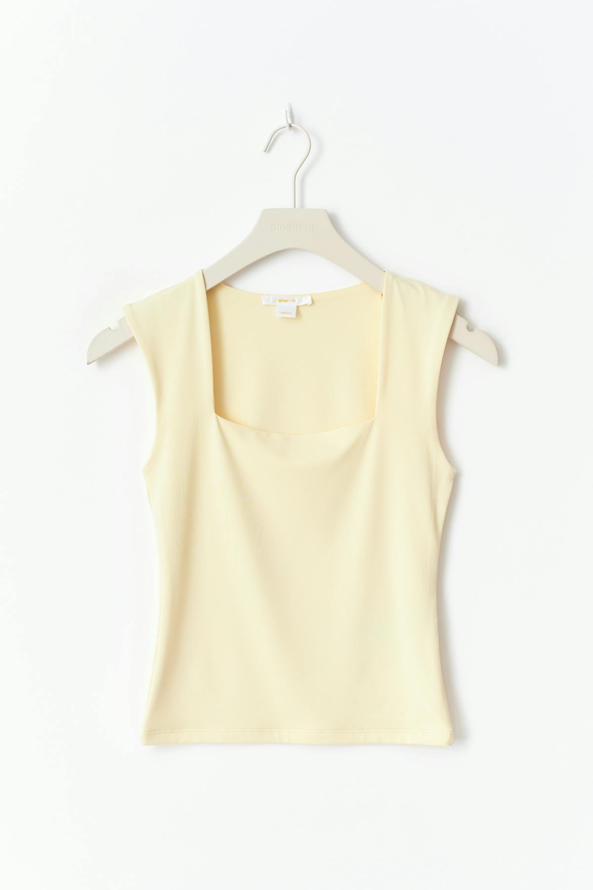 Y square neck top - Gul - Gina Tricot