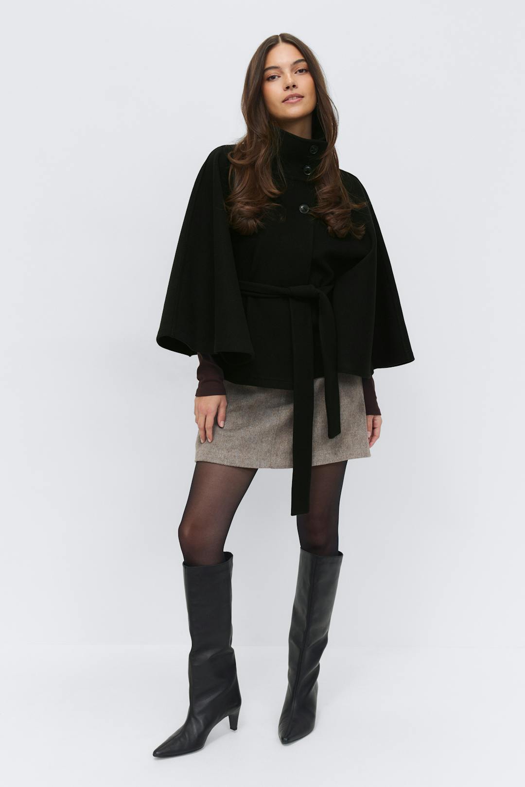 Belt cape jacket - Noir - Femme - Gina Tricot
