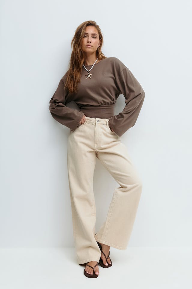 Wide sleeve top - Beige - Dame - Gina Tricot