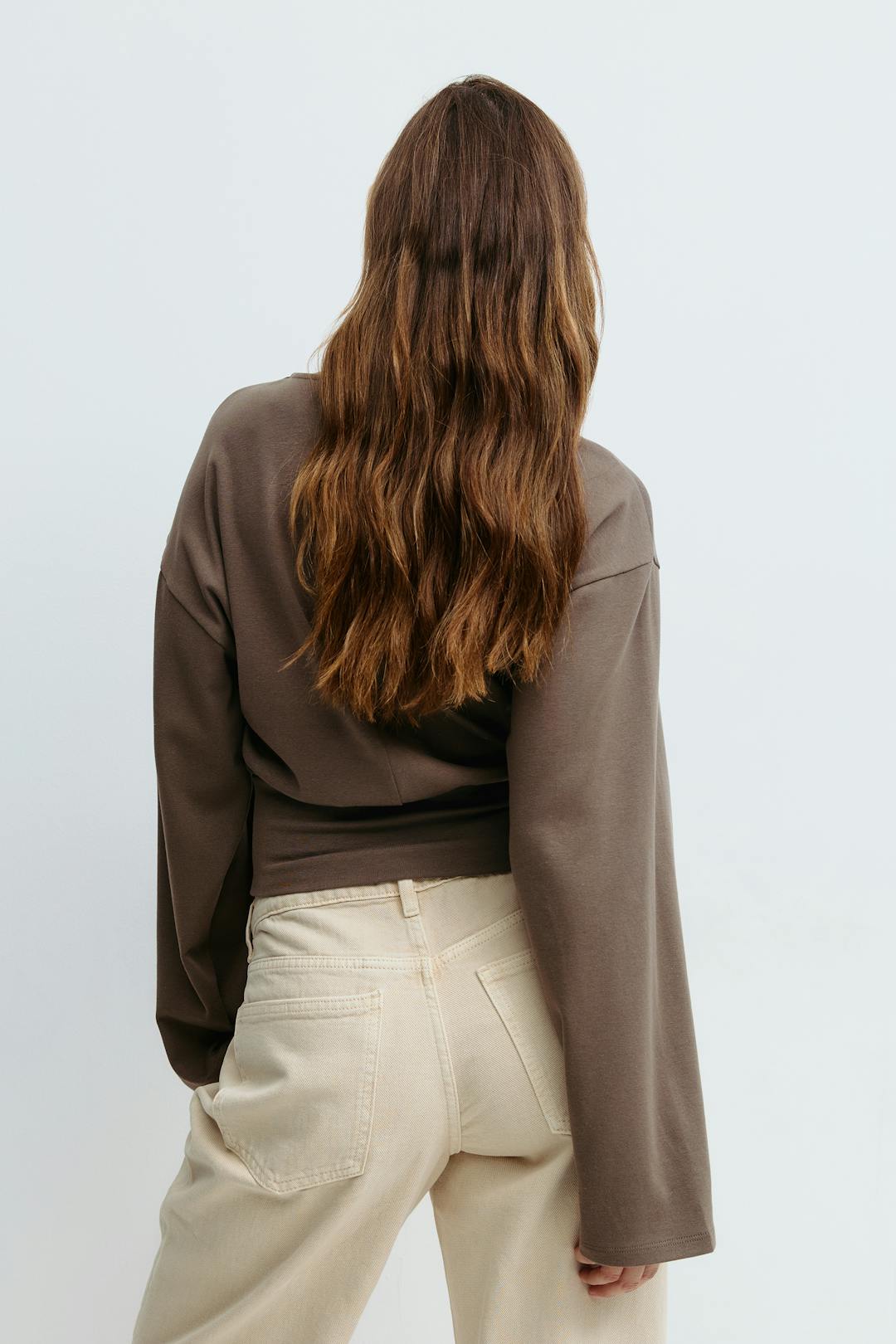 Wide sleeve top - Beige - Dame - Gina Tricot