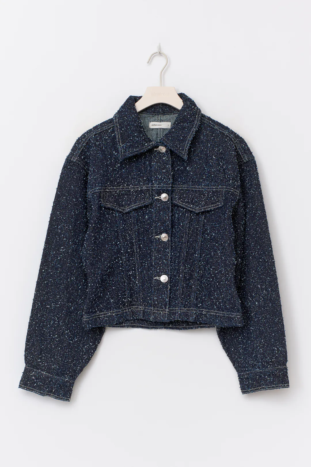 Peplum boucle denim jacket - Blau - Dame - Gina Tricot