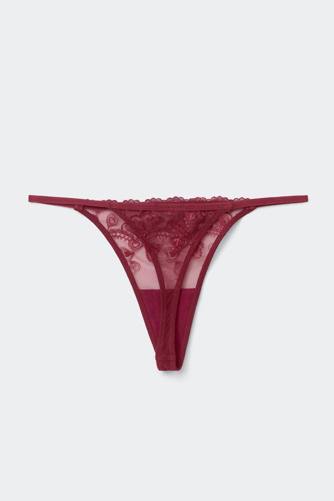 2-pack embroidery lace thong - Rosa - Femme - Gina Tricot