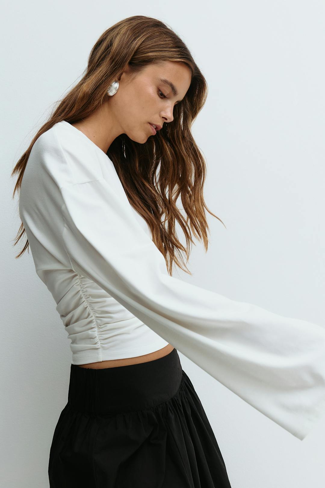 Soft touch wide sleeve top - Wit - Dame - Gina Tricot