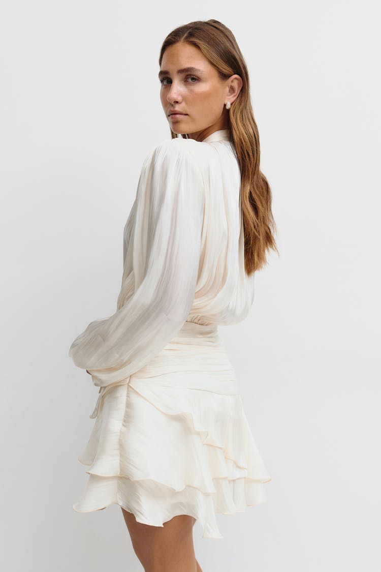 Mini frill dress - Wit - Dame - Gina Tricot