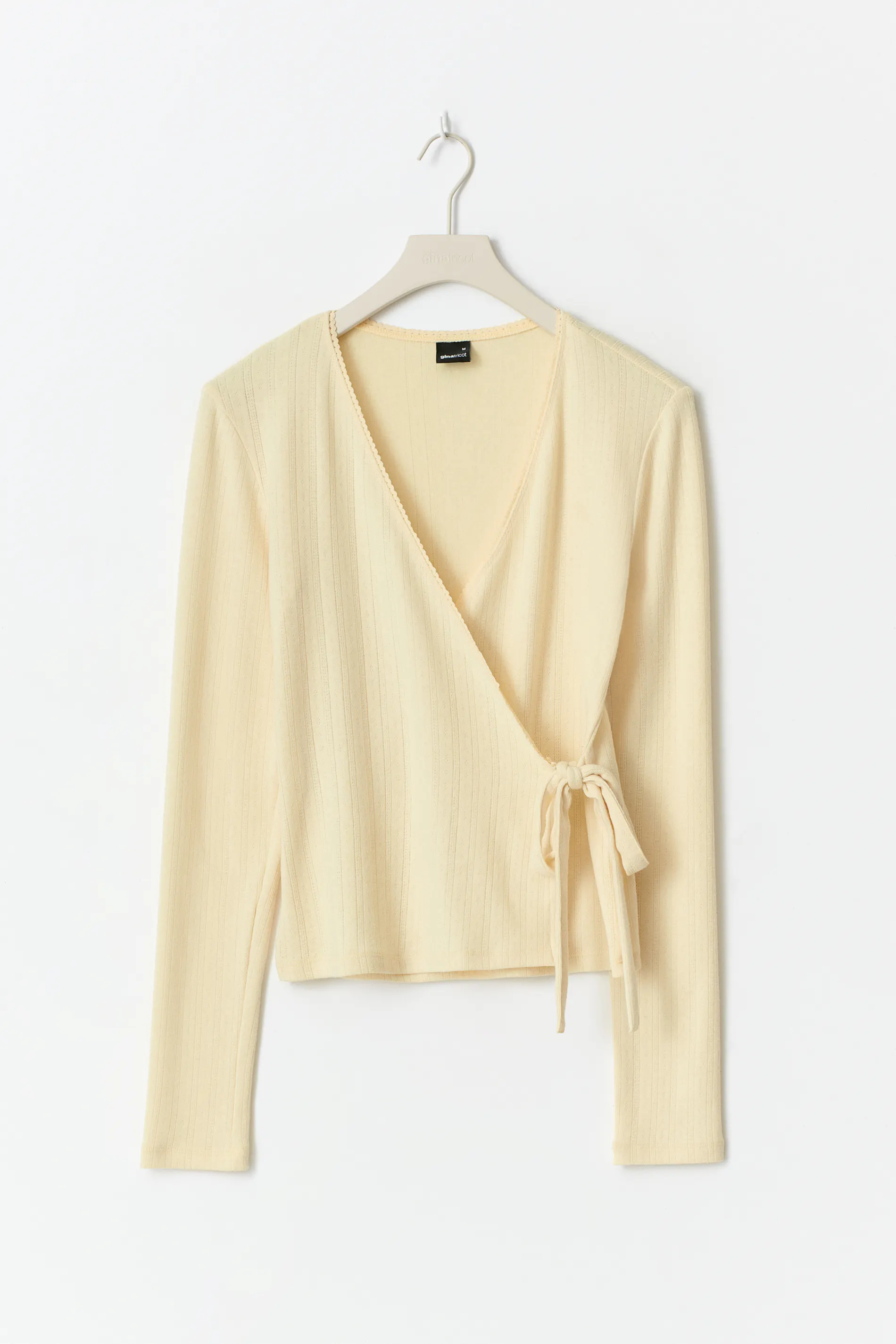 Pointelle wrap top - Gul - Dame - Gina Tricot