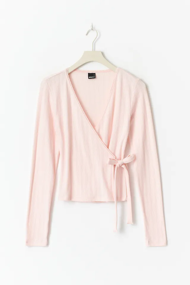 Pointelle wrap top - Rosa - Dam - Gina Tricot
