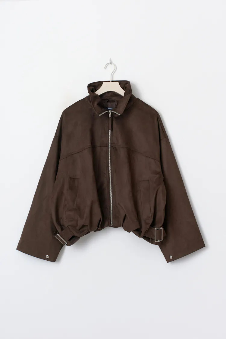 Faux suede high neck jacket - Ruskea - Nainen - Gina Tricot