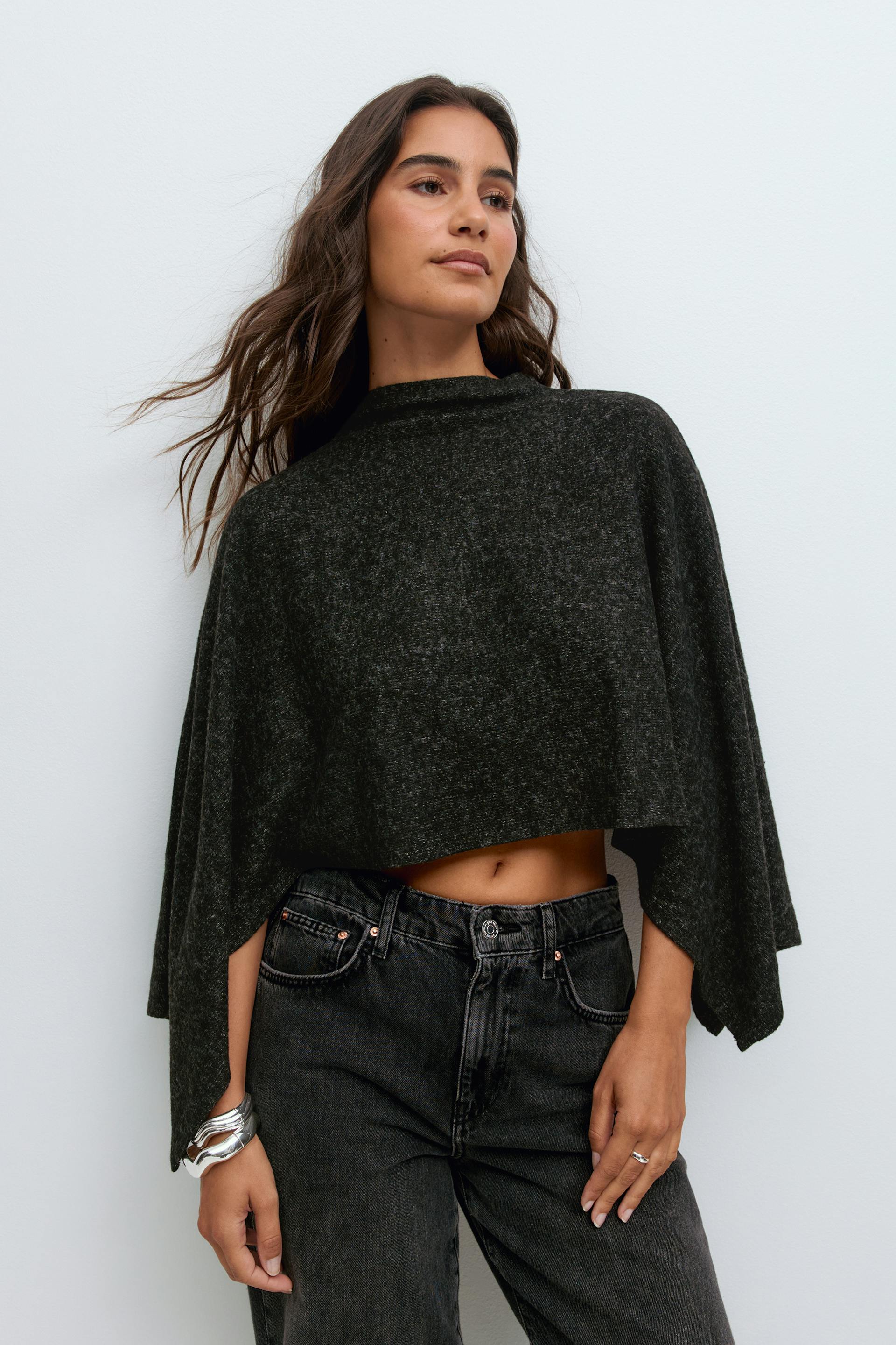 Belt cape jacket - Black - Women - Gina Tricot