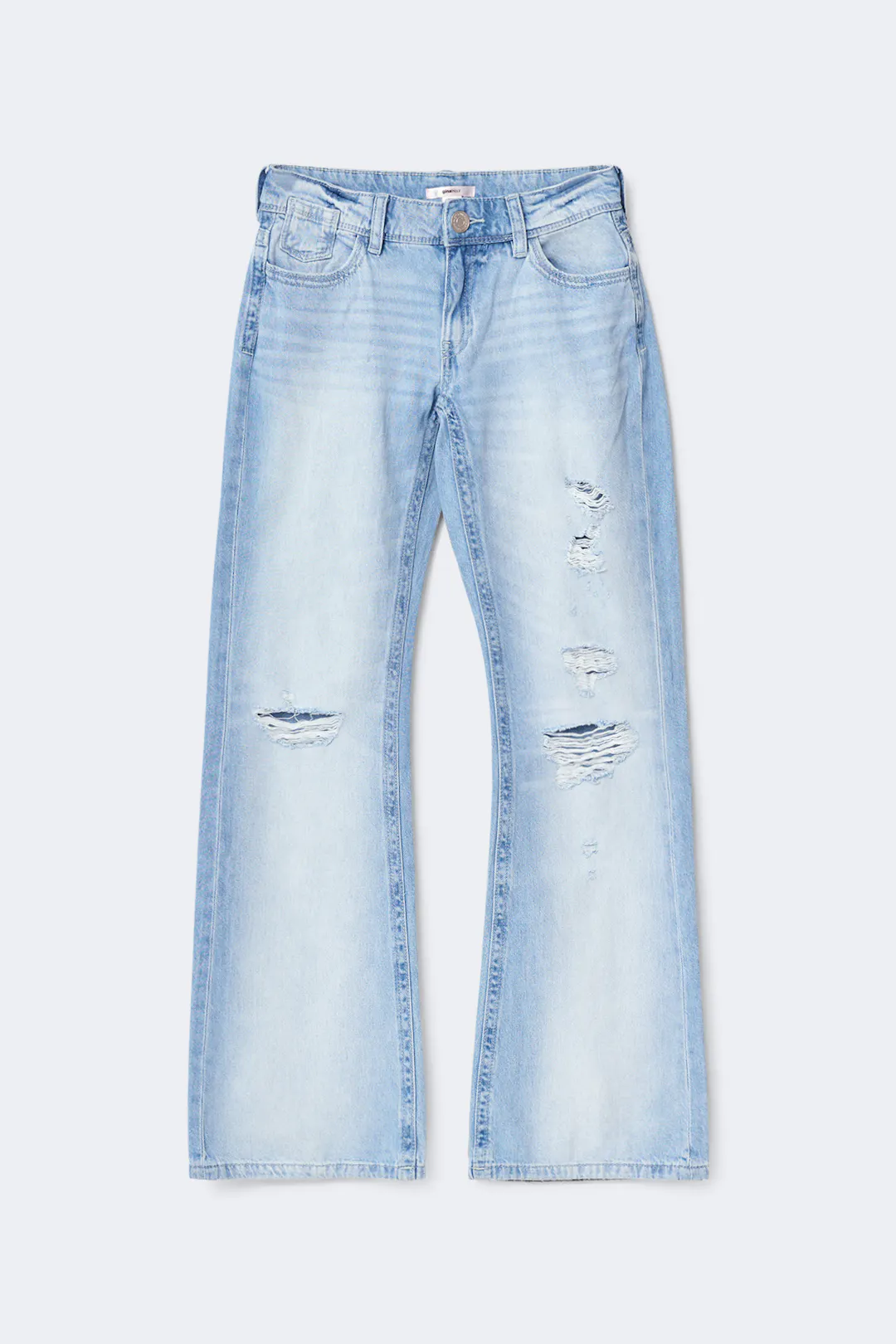 Low waist loose bootcut jeans - Bleu - Gina Tricot