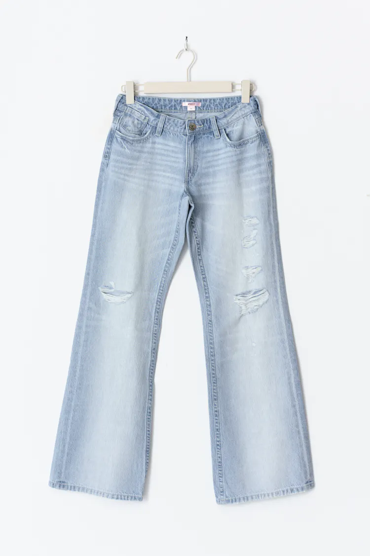Low waist loose bootcut jeans - Blå - Gina Tricot