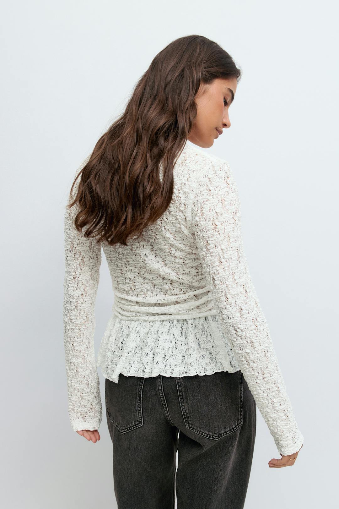 Lace peplum top - Wit - Dame - Gina Tricot
