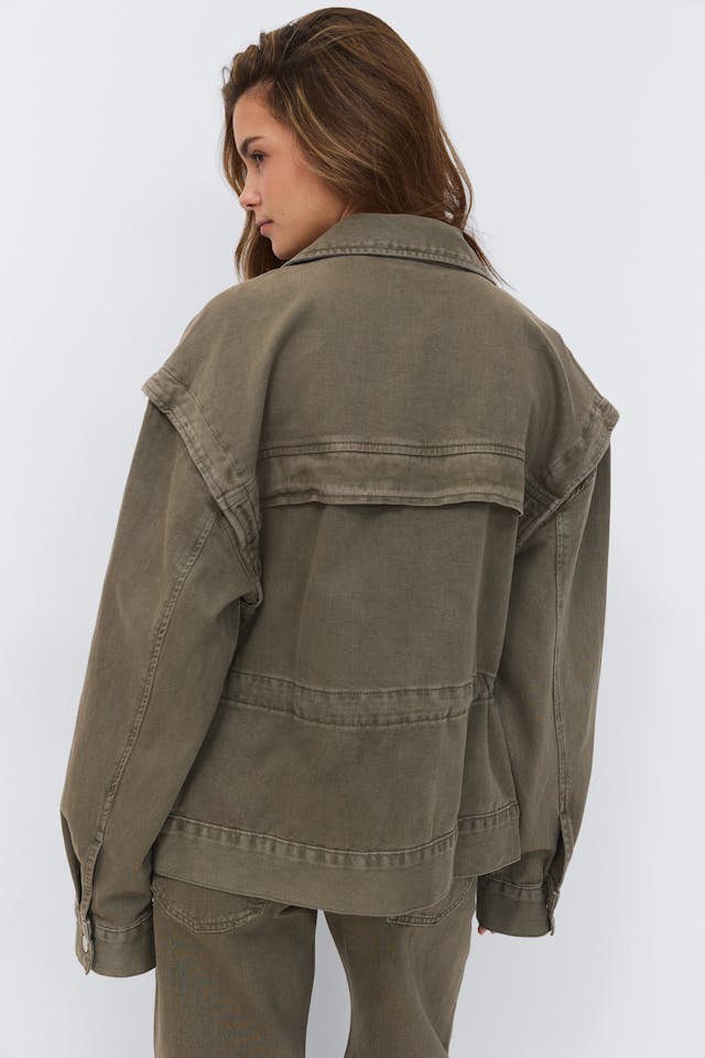 Office cargo denim jacket - Vihreä - Nainen - Gina Tricot