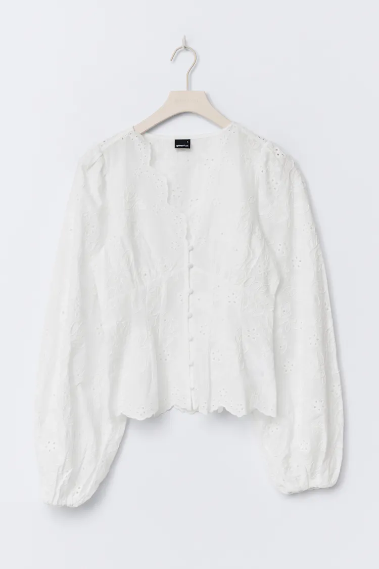 Balloon sleeve blouse - Vit - Dam - Gina Tricot