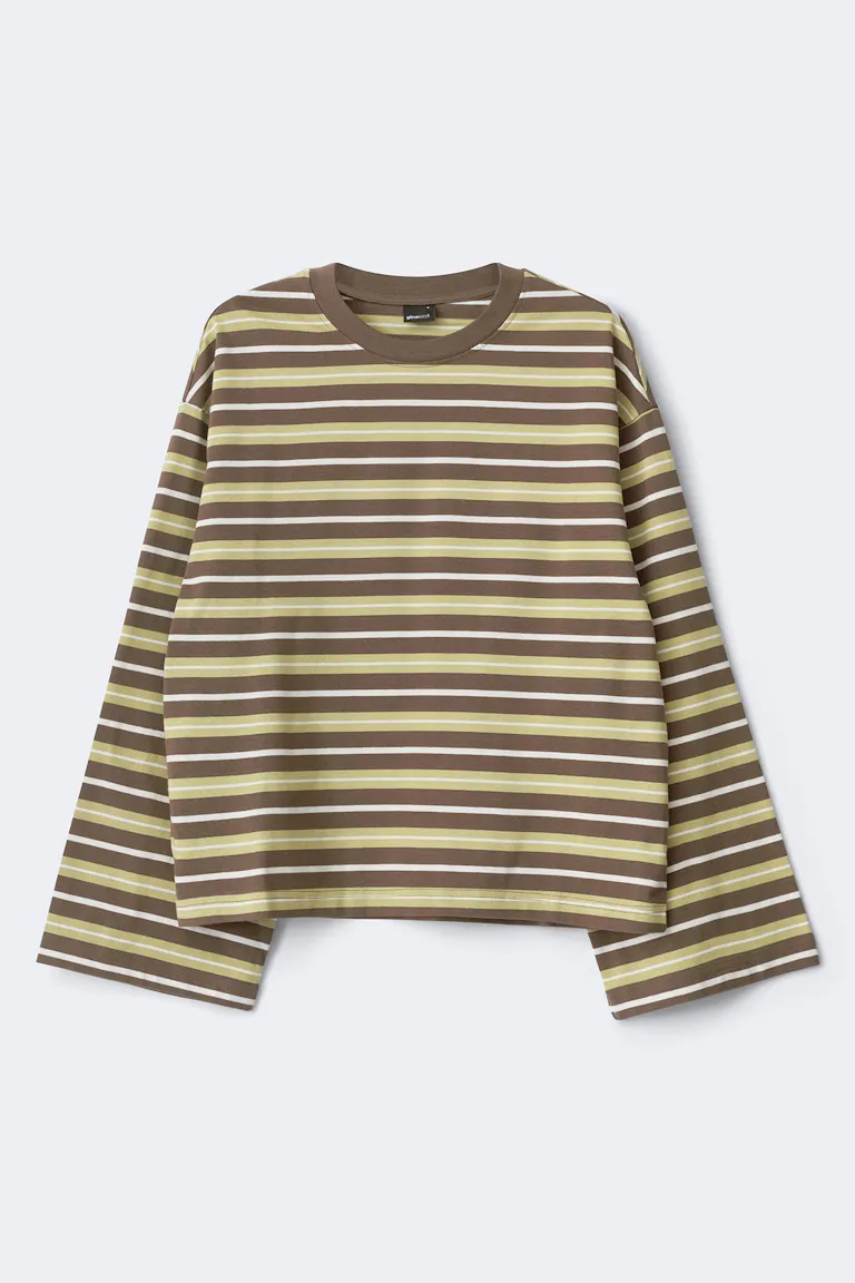 Stripe long sleeve tee - Grün - Dame - Gina Tricot