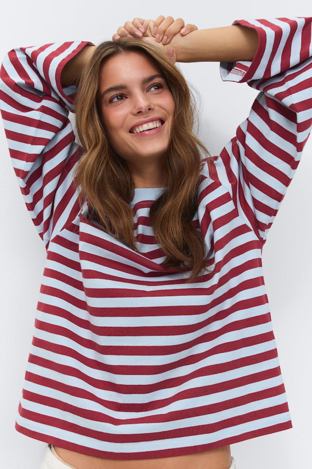 Stripe long sleeve tee - Blau - Dame - Gina Tricot