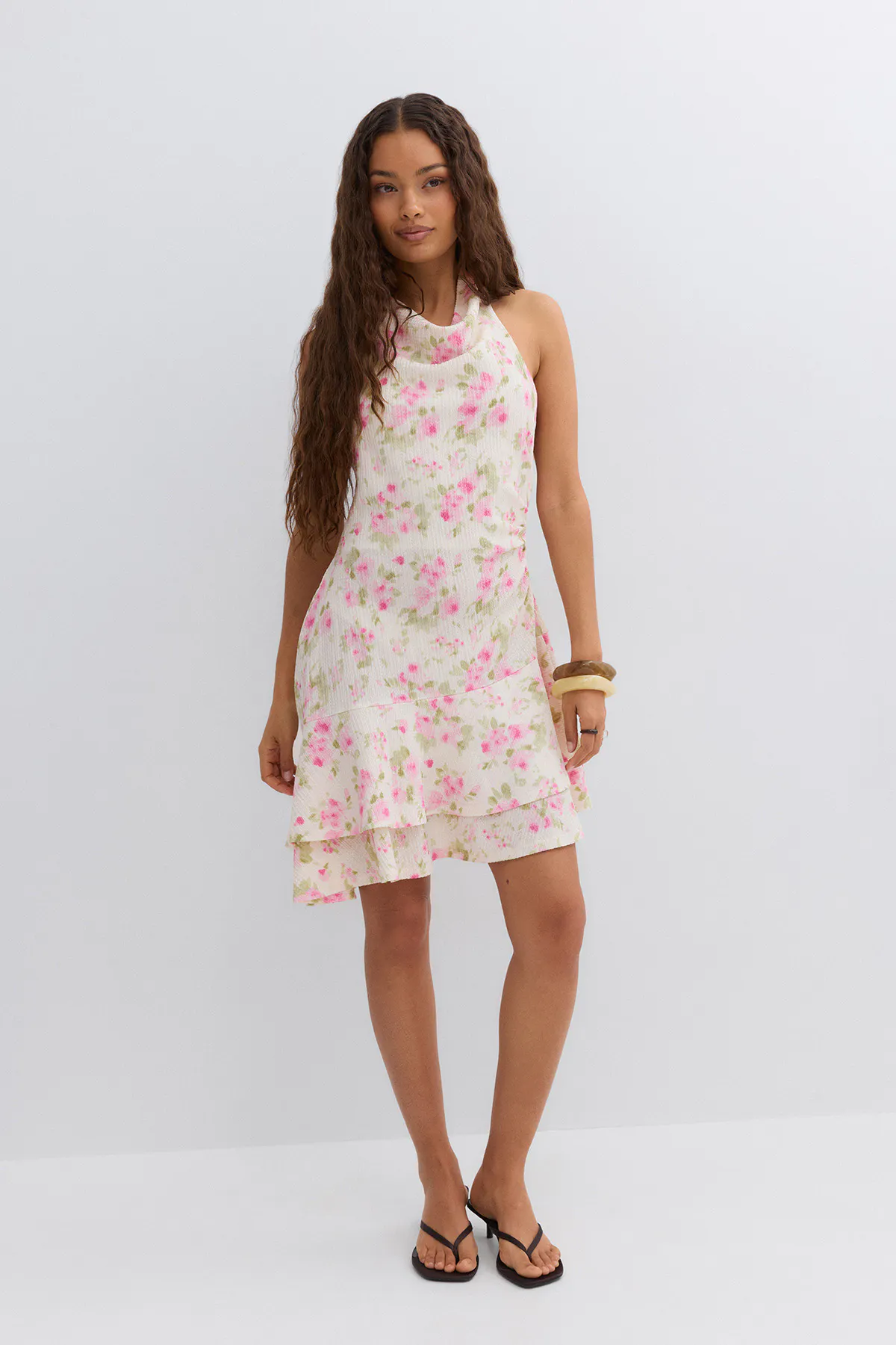 Halterneck mini dress - Hvid - Dame - Gina Tricot