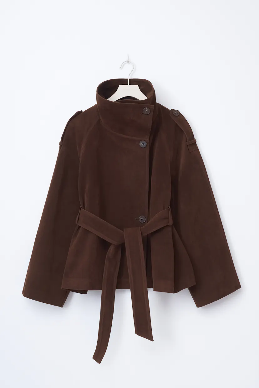 Faux suede trench jacket - Brun - Dam - Gina Tricot