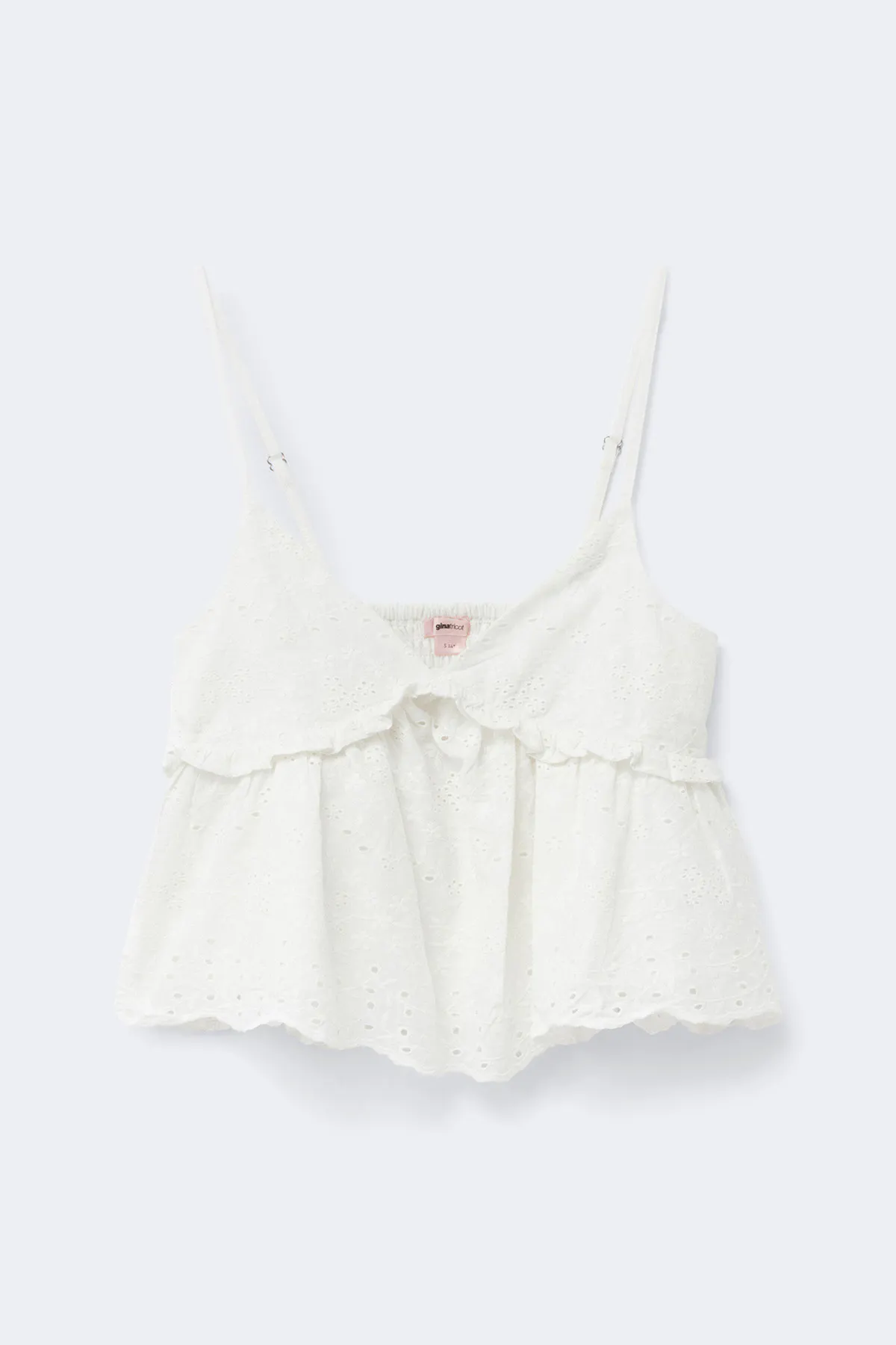 14+ broderie anglais singlet - Vit - Gina Tricot