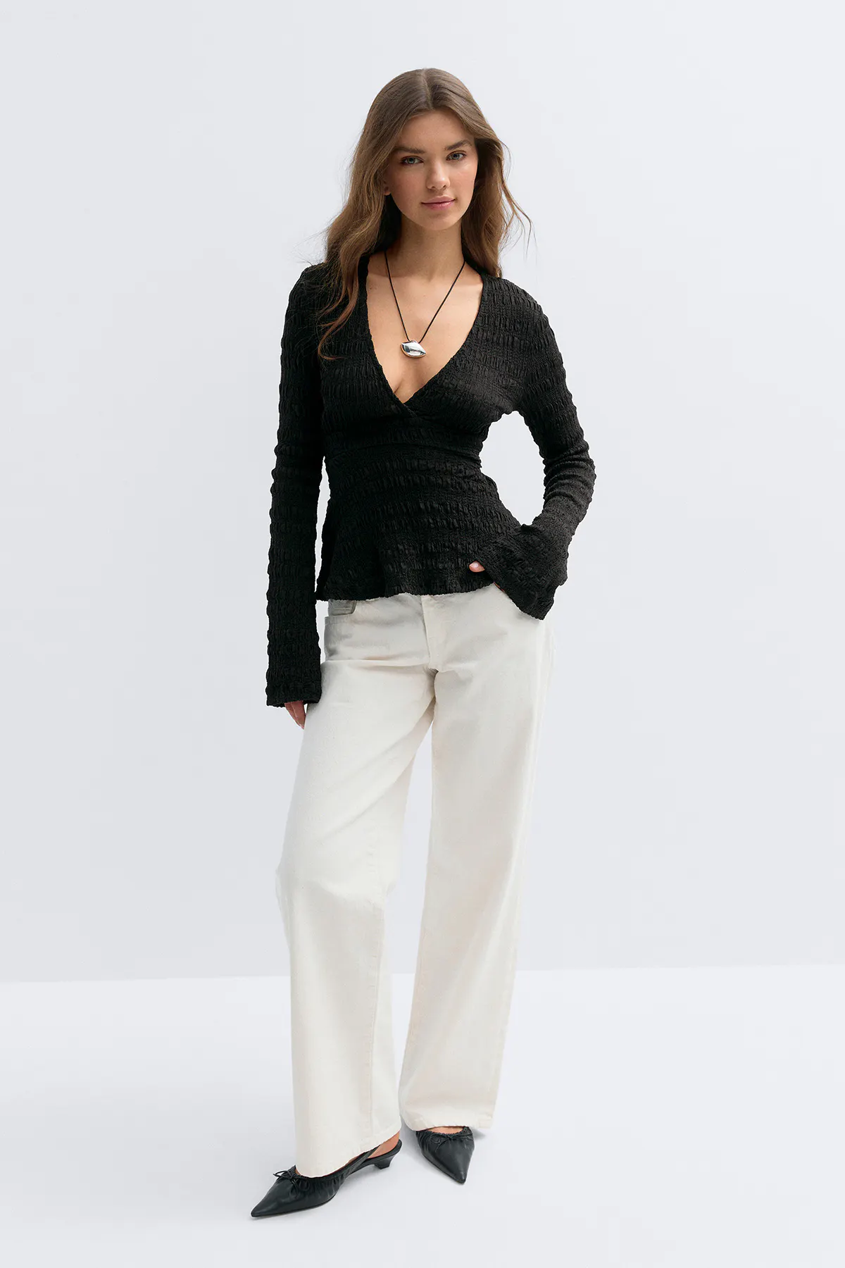 Tie back top - Noir - Femme - Gina Tricot